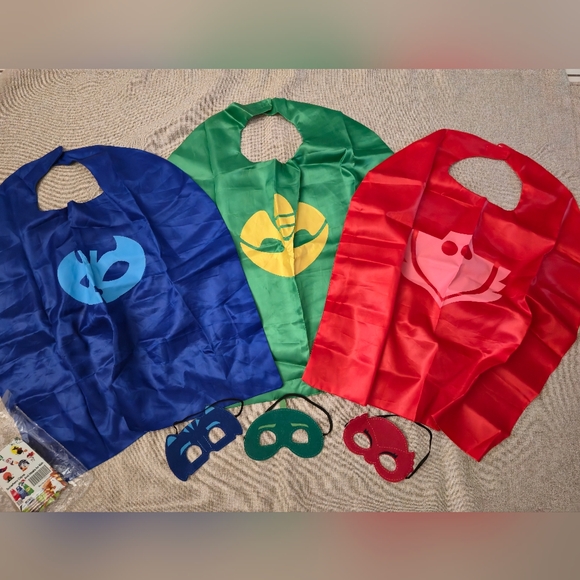 Costumes | Superhero Capes And Masks Set Pj Mask Set Pretend Play Satin ...